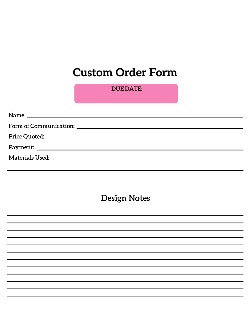 Internal Order Forms